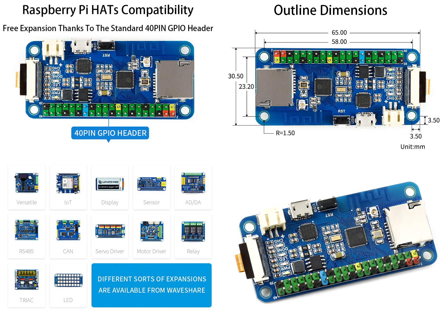ESP32 One Mini Development Board with WiFi/Bluetooth for Raspberry Pi Hats Support Image Recognition Voice Processing Compatible with Arduino and ESP-IDF Software SDK (Without Camera)