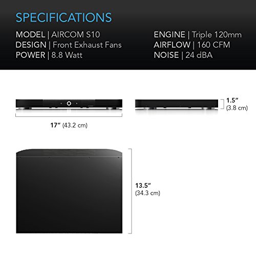 AC Infinity AIRCOM S10, Quiet Cooling Blower Fan System 17" Front-Exhaust for Receivers, Amps, DVR, AV Cabinet Components