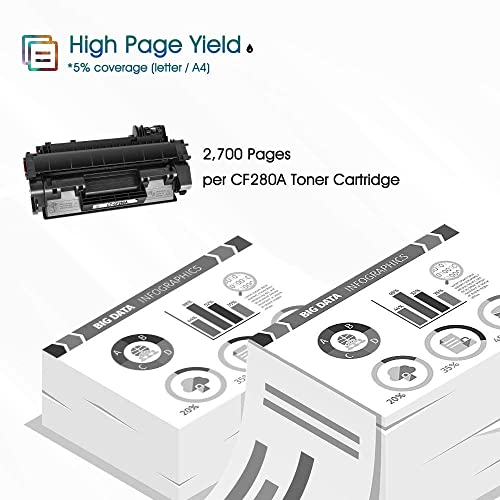 Cool Toner Compatible Toner Cartridge Replacement for HP 80A CF280A 80X CF280X Laserjet Pro 400 M401n MFP M425dn M401dne M401dn M401dw M425dw Laserjet Pro 400 Toner M401 M425 Printer (Black, 4-Pack)