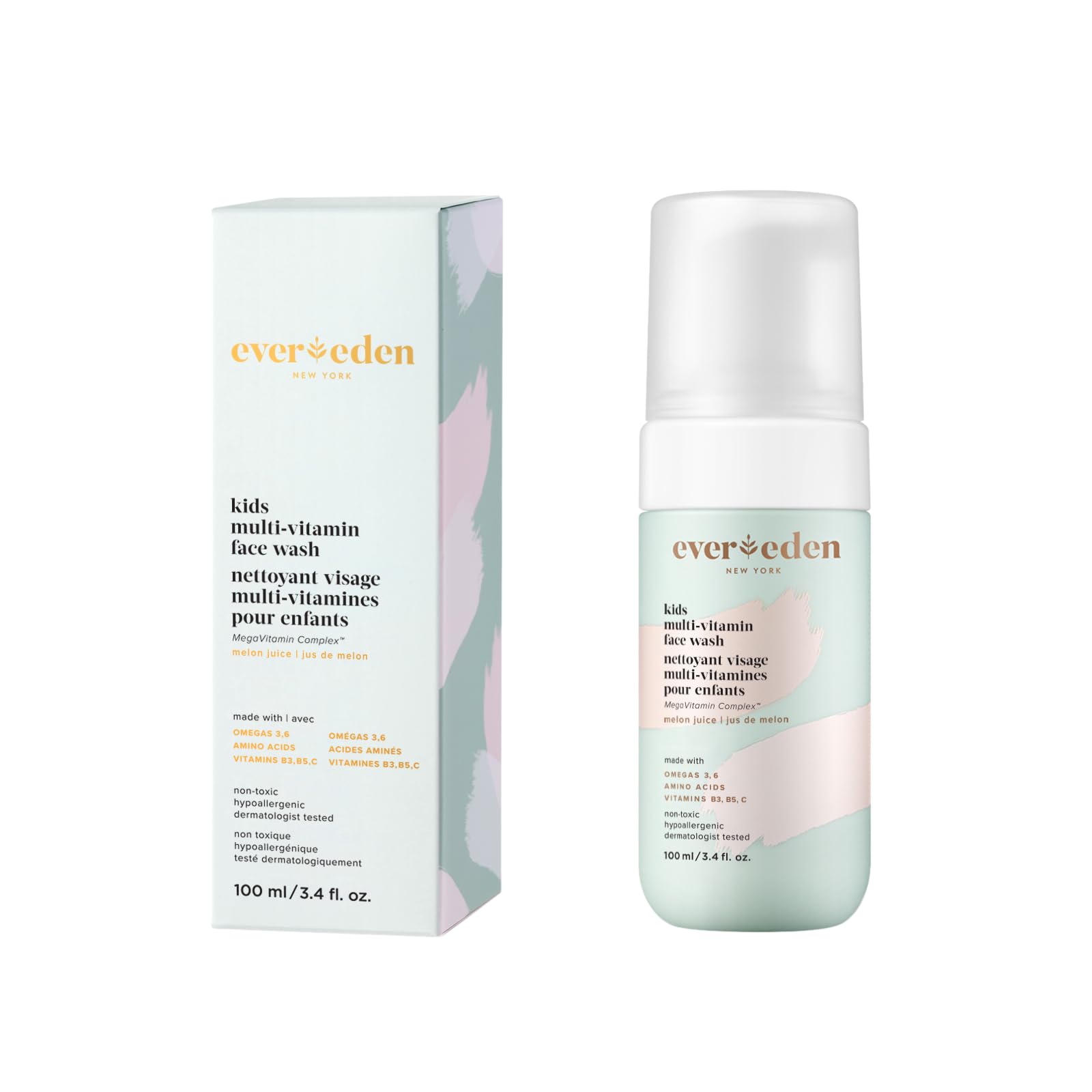 Evereden Kids Face Wash: Melon Juice, 3.4 fl oz. | Gentle Skin Care | Clean and Non-toxic Face Wash | Multi-Vitamin Kids Skin Care