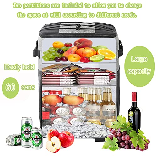 Cooler Bag 60 cans Large Size Collapsible Cooler Insulated Soft Cooler Portable Cooler Bag Large Lunch Cooler for Picnic, Beach, Work, Trip Camping Hiking BBQ Summer Beach Travel Outdoor Activities