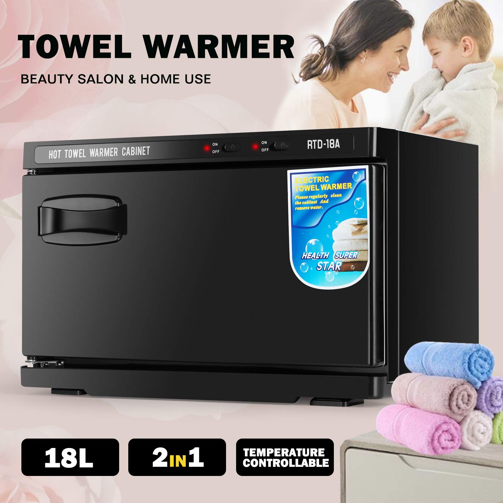 Hot Towel Warmer Salon Towel Hot Cabinet for Facials Barber Esthetician, Spa Beauty Tattoo Massage Manicure Equipment (18L,Black)
