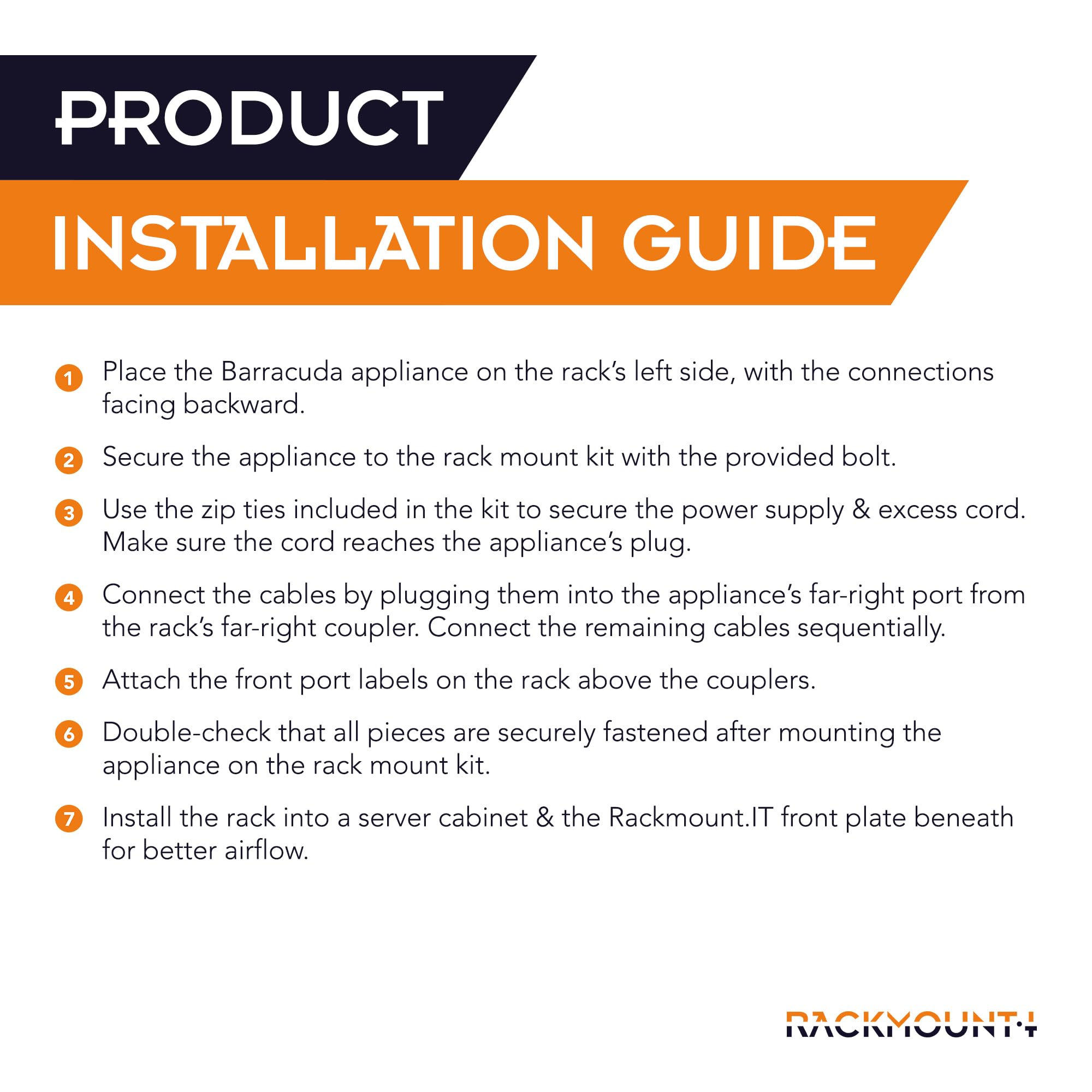 Barracuda Firewall Appliance Rack Mount - 1.3U Server Rack Shelf with Easy Access Front Network Connections, Properly Vented, Customized 19 Inch Rack - RM-BC-T1 by Rackmount.IT