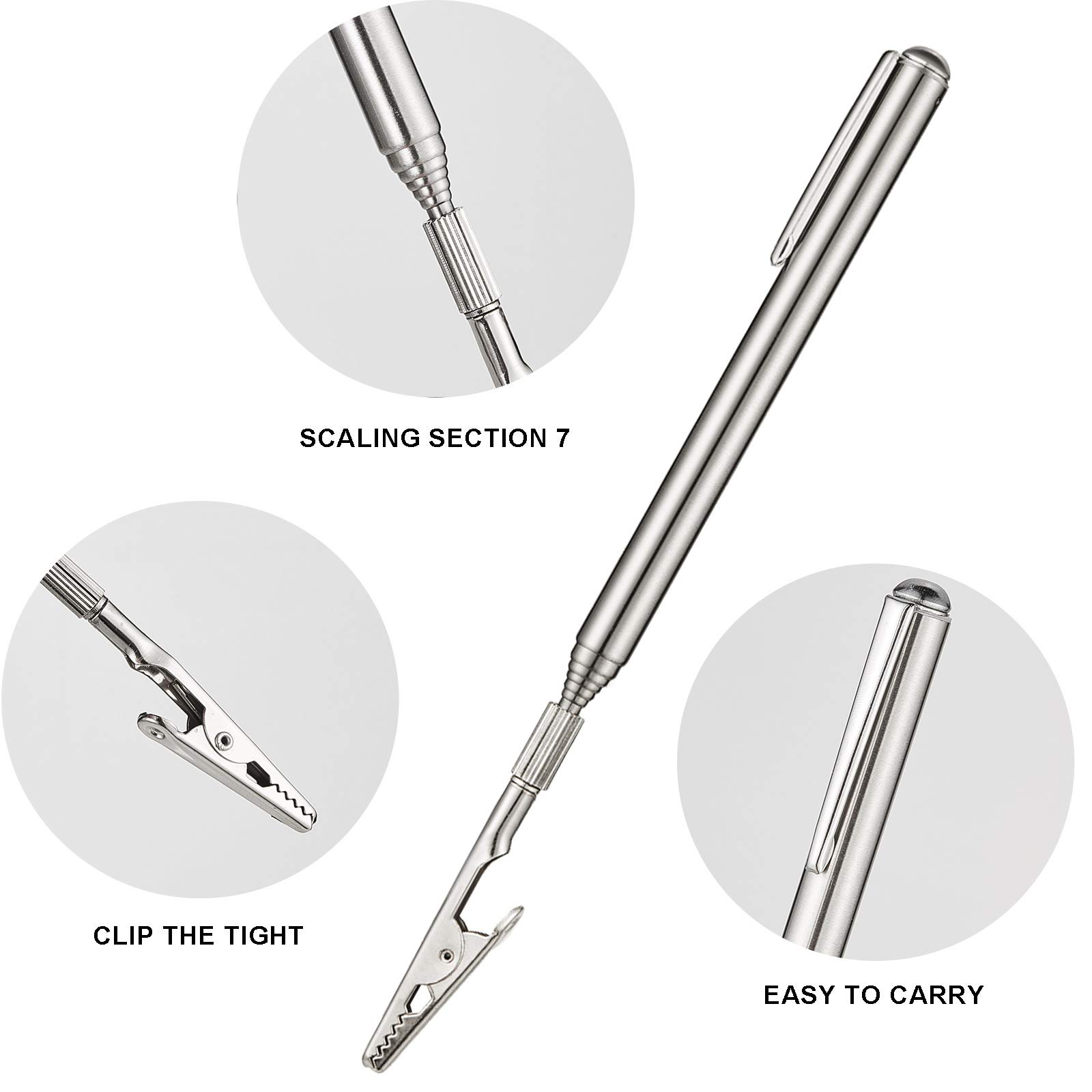 2 Pieces Telescoping Clip Telescopic Metal Wire Joint Clamp with Pen Clip Extendable for Mechanics Home Automobile Repairing Jewelry Fastening Picking Items (Range 8.27-36 Inch)