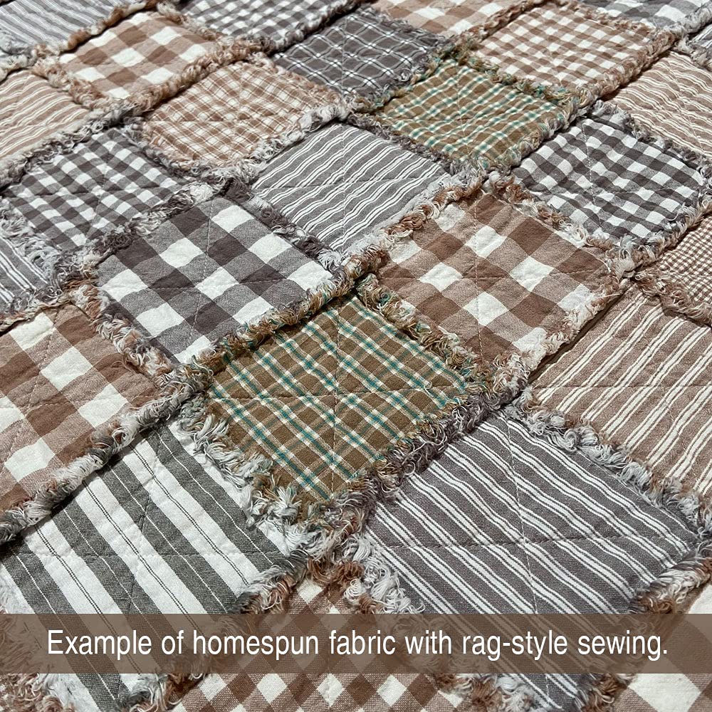 40+ Lightwash Neutral Charm Pack, 5 inch Precut Cotton Gray Taupe Plaid Homespun Fabric Squares by JCS