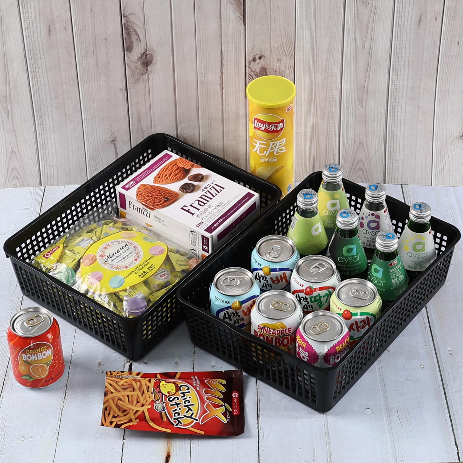 Hayixia 6-Pack Plastic Paper Storage Basket Tray, Organizer Basket Trays, Black