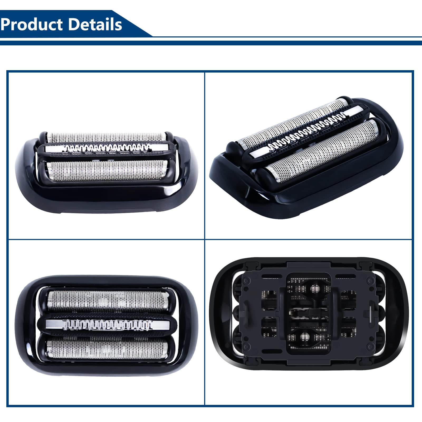53B Shaver Head Replacement Compatible with Braun 5 Series 6 Series Shavers, Electric Shaver Head Replacement Foil and Cutter for 5020s, 5018s, 5050cs, 6020s, 50-R1000s