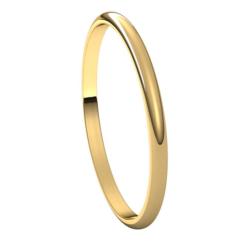 18k Yellow Gold 1.5mm Half Round Ultra-Light Band Unique Design, Size 5.5