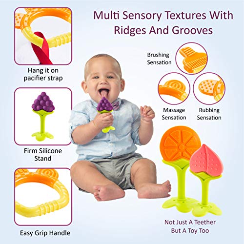 Baby Teething Toys for Newborn Infants (6-Pack) Freezer Safe Infant and Toddler Silicone Teethers Soothe Babies Gums, Perfect Baby Gift