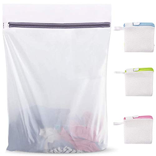 Large Laundry Bags, Tomoda 36” x 44” Extra Large Mesh Laundry Bags with 3 Small Laundry Bags for Washing Machine, Heavy Duty Zipper Wash Bags for Quilts/Sheets/Winter Coats