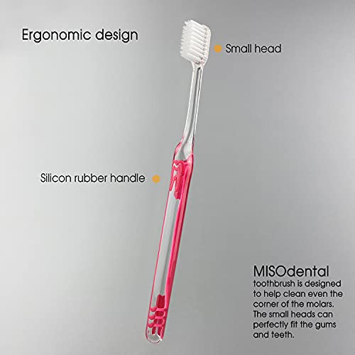 MISOdental Advanced Manual Toothbrush (All Slim) for Adults, Soft Bristles, Small Head, Refreshing, 4 Pcs, Made in Korea, Included Protection Caps, Youth 12+