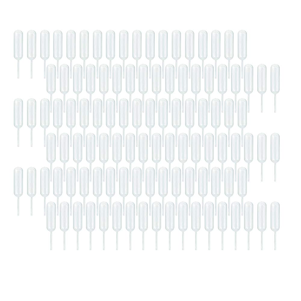 Crafare 130pcs 4ml Disposable Plastic Pipettes Squeeze Transfer Dropper Liquor Infusers for Strawberries Chocolate, Cupcakes
