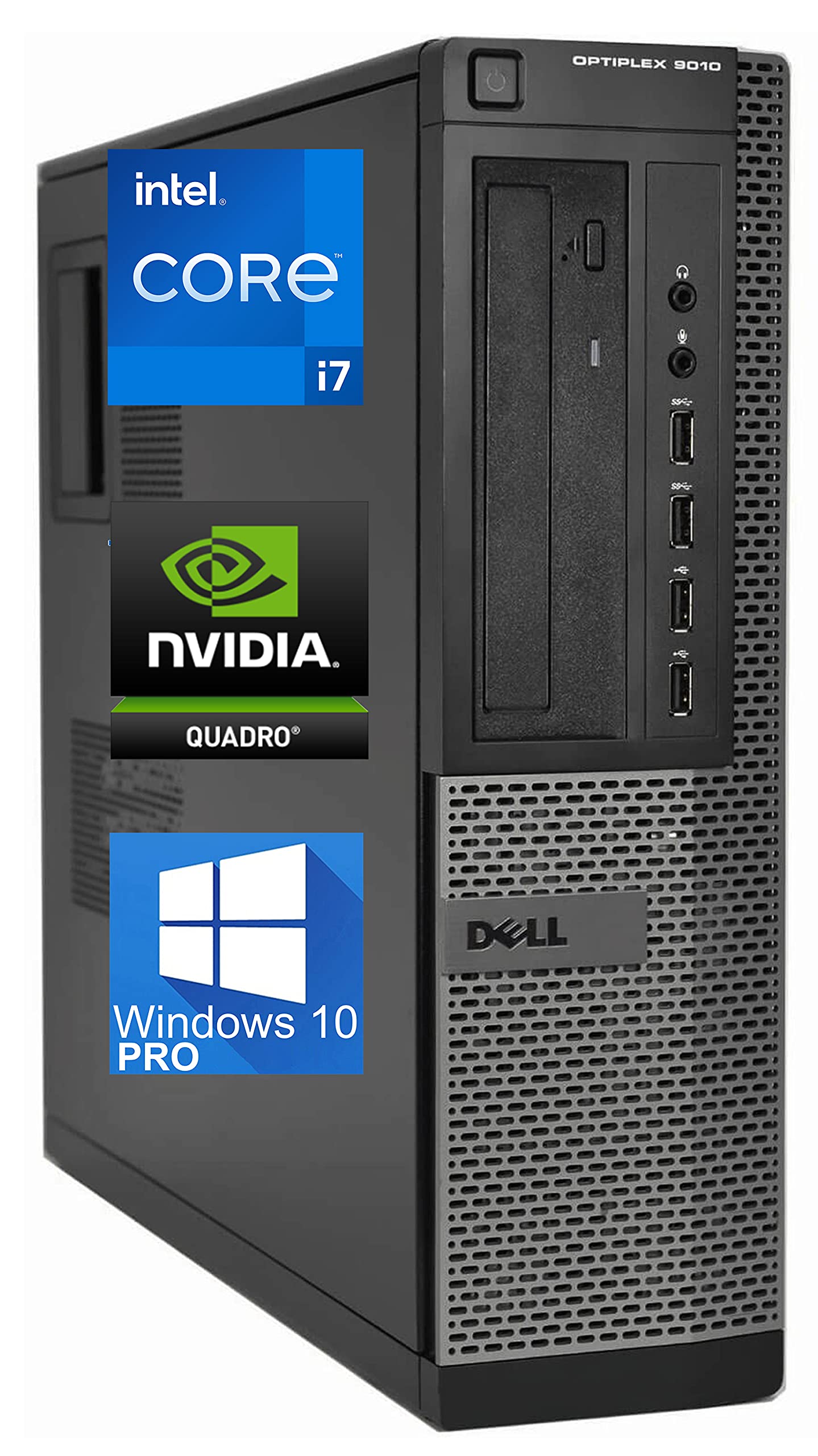 Dell Optiplex 9010 Desktop Computer - Intel i7-3770, Nvidia Quadro K420 2GB Graphics, 32GB RAM, 512GB SSD, DisplayPort, HDMI, DVI, DVD, Wi-Fi, Bluetooth - Windows 10 Pro (Renewed)
