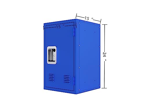 Campfun Kids Storage Locker, Metal Storage Cabinet Locker Cabinet Easy Assembly, Small Storage Cabinet Steel Locker, 24" H Single Locker, Lockers for Kids Bedroom/Home/School/Office, Blue