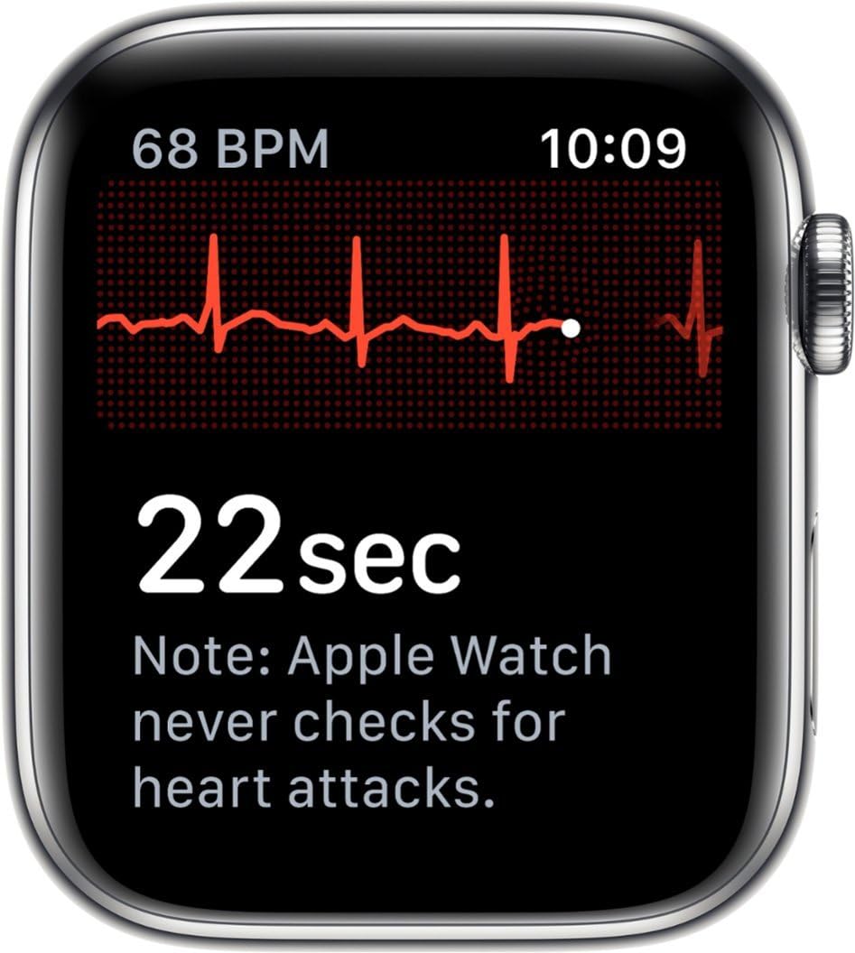 Apple Watch Series 4 (GPS + Cellular, 44MM) - Stainless Steel Case with White Sport Band (Renewed)