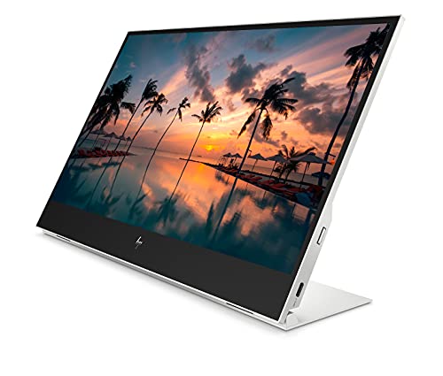 HP E14 G4 FHD (1920 x 1080) Portable Travel Monitor Bundle with 2 USB Type-C, Black Marble Bluetooth Folding Wireless Keyboard, and Black Pebble M355 Bluetooth Wireless Mouse