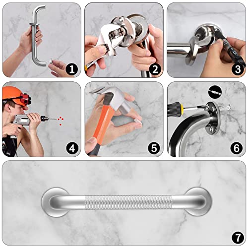 2 Pack 16 Inch Grab Bars for Bathtubs and Showers, Anti Slip Shower Grab Bars Stainless Steel Shower Handle Toilet Handicap Elderly Senior Assist Bathroom Saft Handle