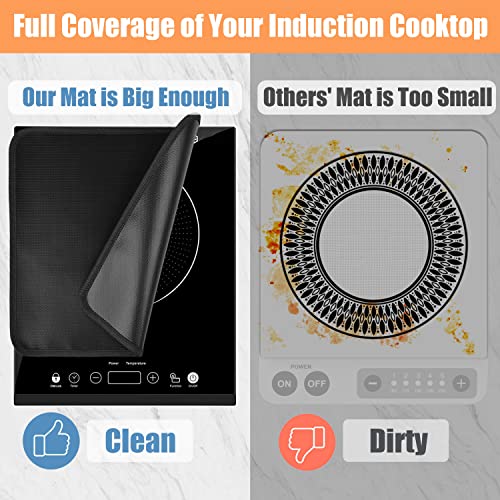 Amerbro Fireproof Induction Cooktop Protector - 11.5 x 11.5in (Magnetic) Induction Cooktop Mat for Electric Induction Stove - Heat Resistant & Waterproof - Prevent Scratches and Burns - Black (2 PCS)