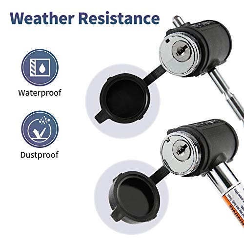 METOWARE Trailer Hitch Lock& Coupler Lock Kit, Swivel Head Hitch Receiver Pin Lock, 5/8" Dia Pin Lock and 1/4β Dia 1" to 3" Adjustable Span Trailer Lock