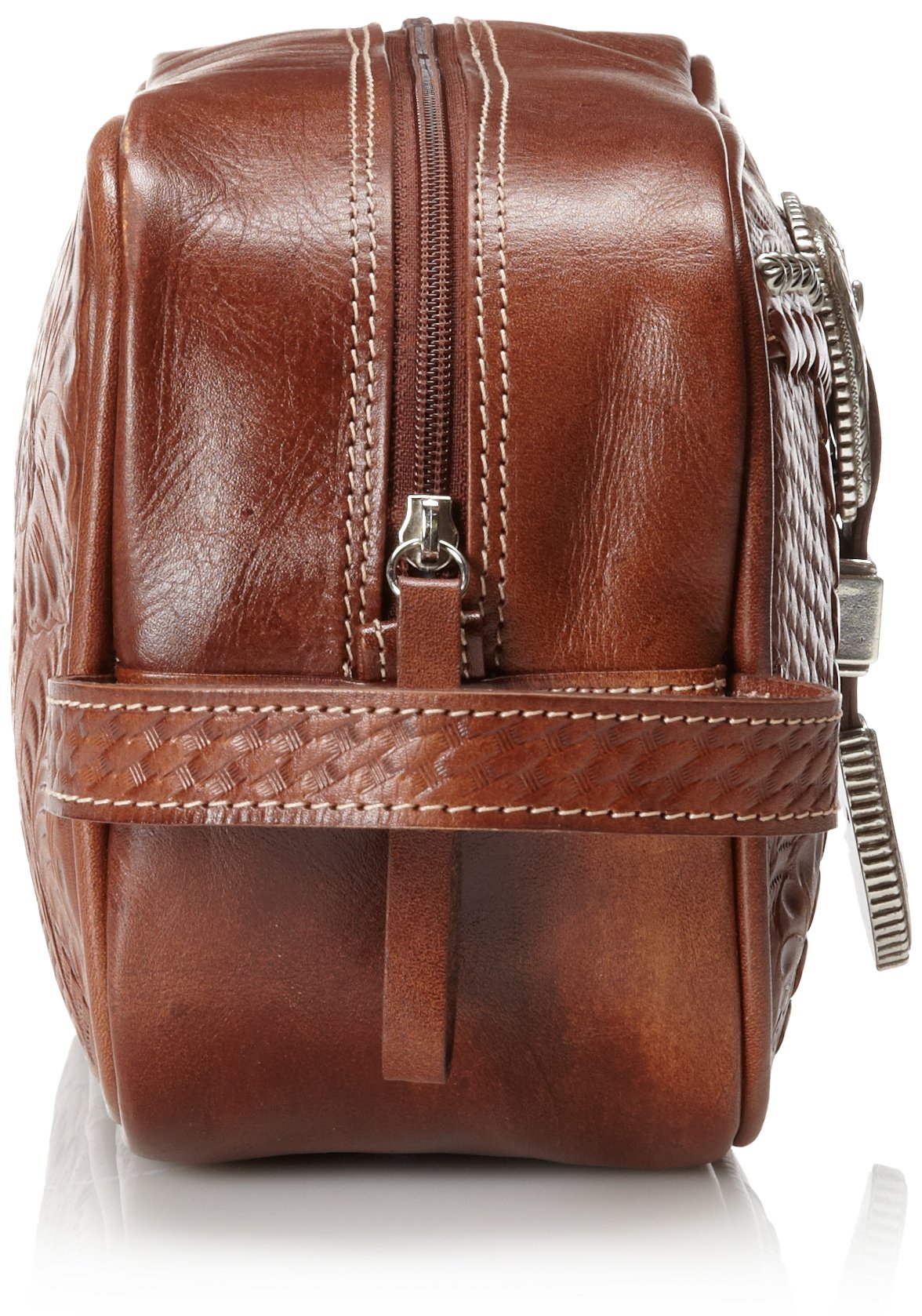 American West Leather Shave Kit/Toiletry Travel Bag - Retro Romance