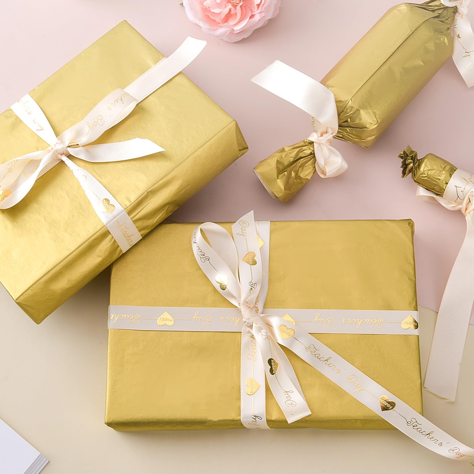 50 Sheets Gold Tissue Paper for Gift Bags - 14 x 20 Inches Recyclable Gold Wrapping Paper for Weddings Birthday DIY Project Christmas Gift Wrapping Crafts Decor