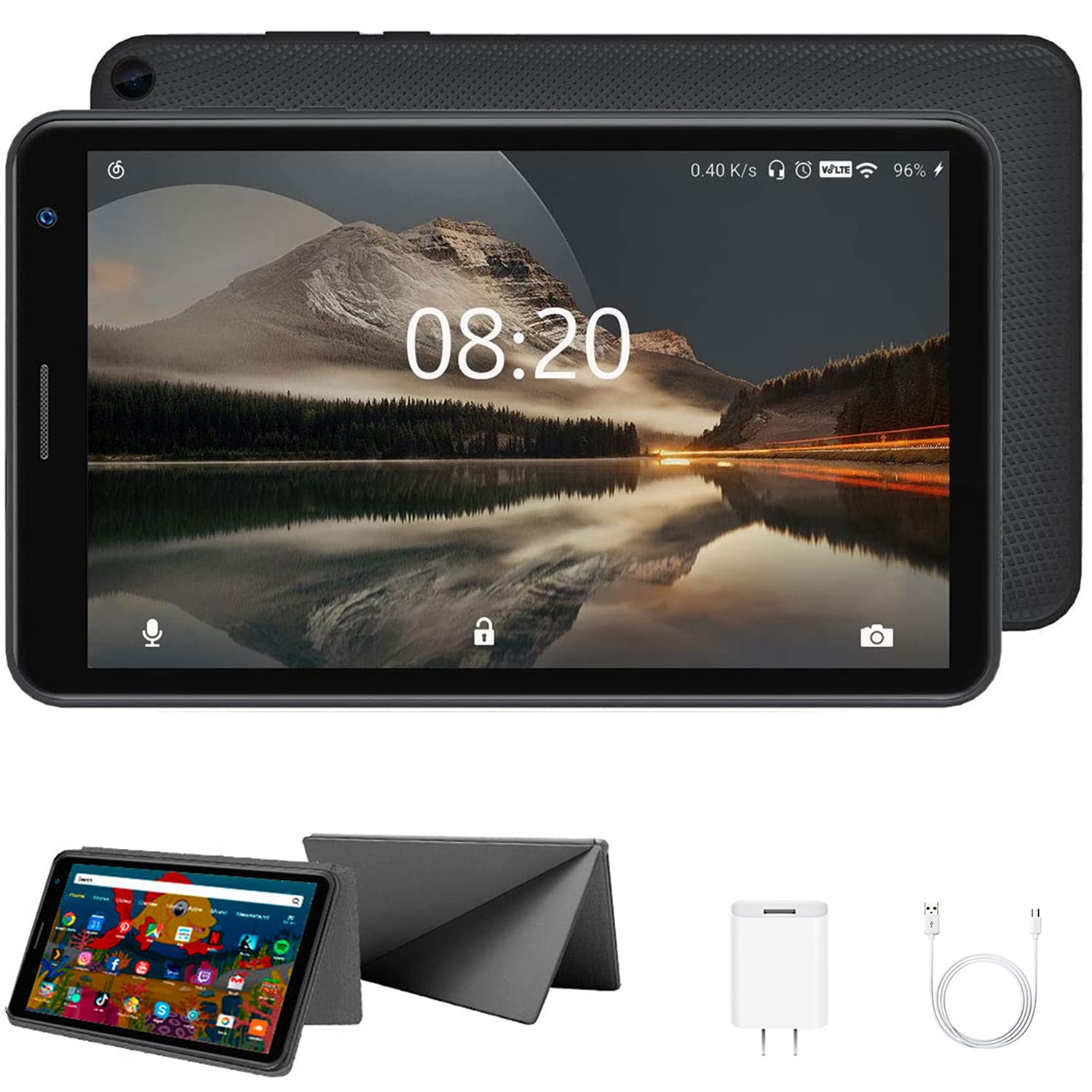 DUODUOGO Android 10.0 Tablets 3GB RAM 32GB ROM 128GB Extended, 4 Core 1.6Ghz CPU, Dual Camera, 8 Inch WiFi Tablet PC (Gray)