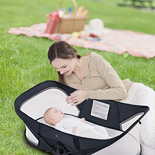 Baby Travel Bassinet Portable Bassinet-Mini Travel Crib Infant Travel Bed with Mosquito Net and Canopy Lightweight Washable Foldable