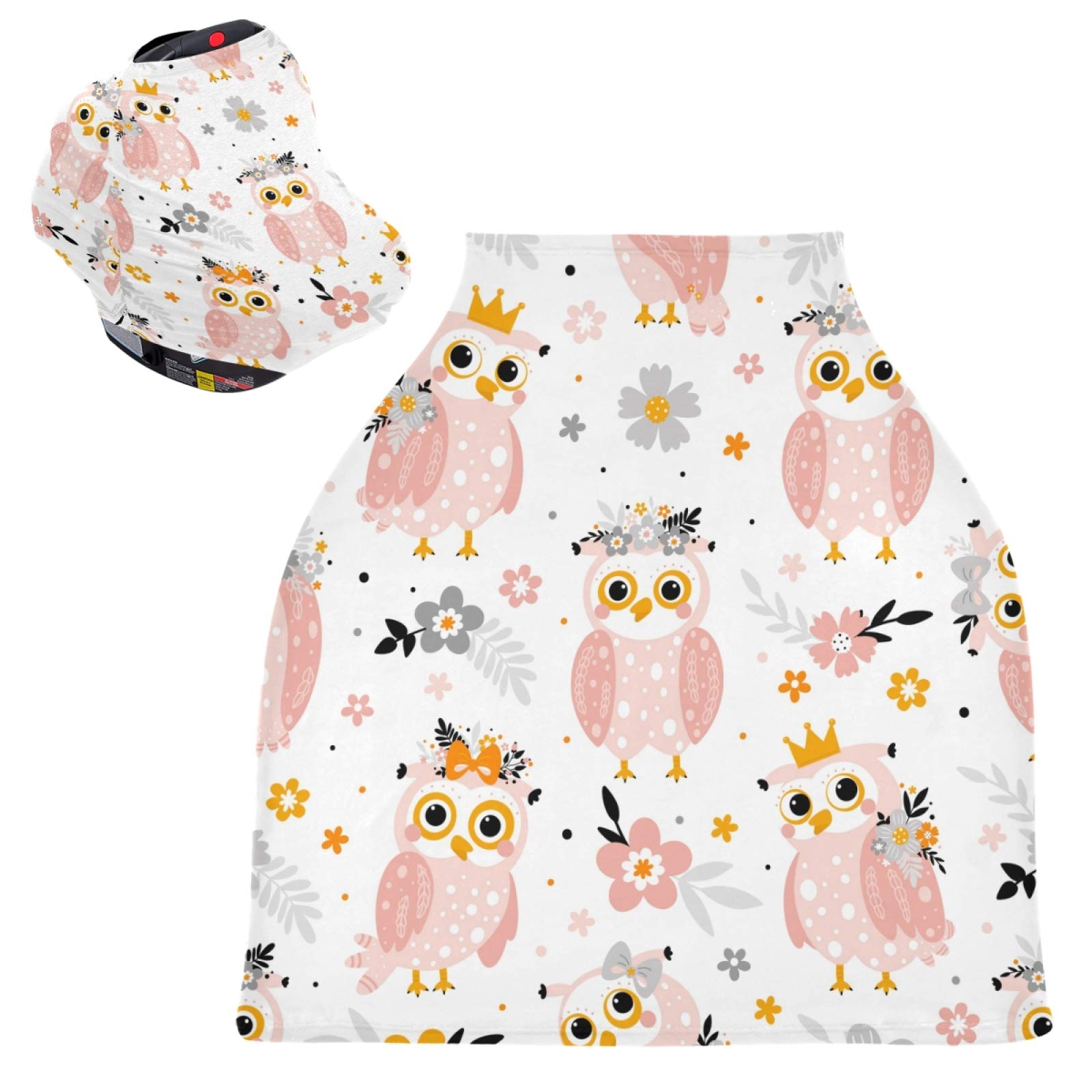 Nursing Cover Breastfeeding Scarf Pink Cute Owl Print- Baby Car Seat Covers, Stroller Cover, Carseat Canopy(8rh3c)