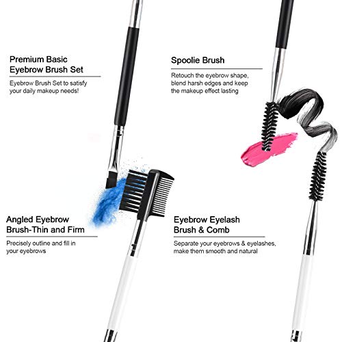 Eyebrow Brush and Comb Set, Ubonjoy 3 Pcs Eye Brow Brush, Professional Spoolie brushes, Firm Thin Angled Eyebrow Brush, Eyeliner Brush Kit, Precision Application & Blending