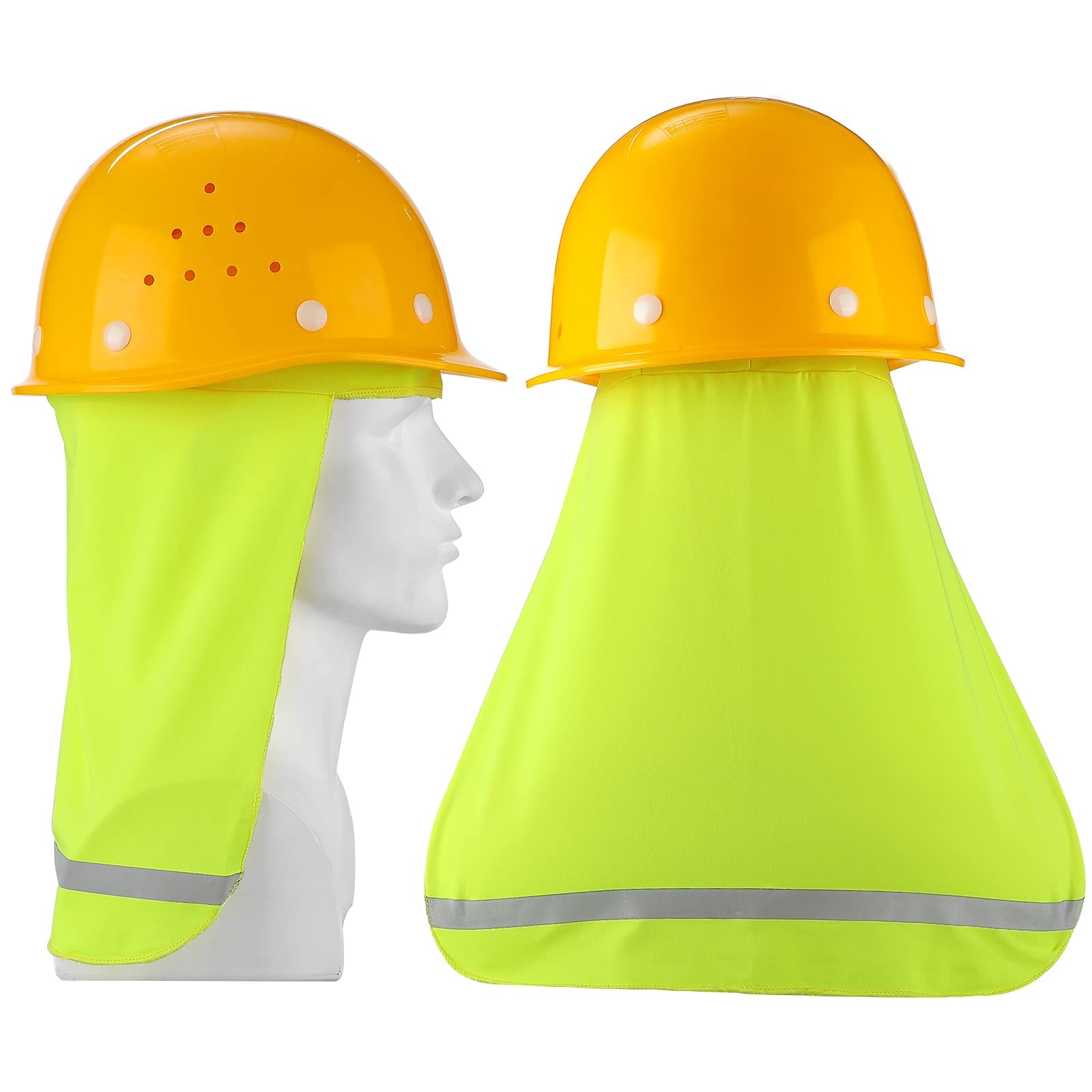 4 Pieces Sun Shade Hat Neck Shade Sun Shade Hat Cooling Skull Cap (Fluorescent Yellow)