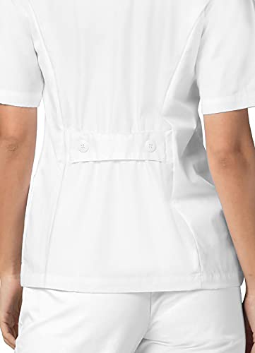 Adar Universal Scrubs for Women - Lapel Collar Buttoned Scrub Top - 2629 - White - 2X