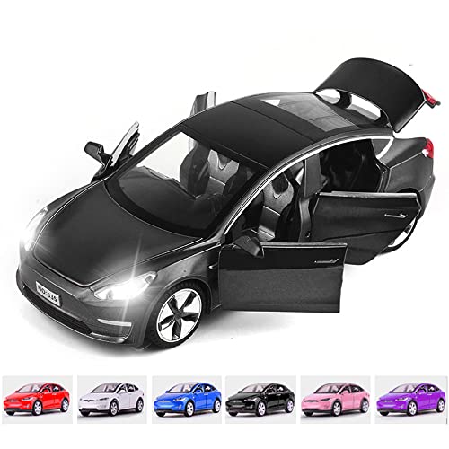 Addcean 1:32 Scale Toy Cars, Metal Die-Casting Model Cars with Light/Sound Pull Back Car Toys for Boys Girls 3+ Year Old Kids Birthday Gift, Model Toy Cars for Model 3 (1:32 Model 3-Black)