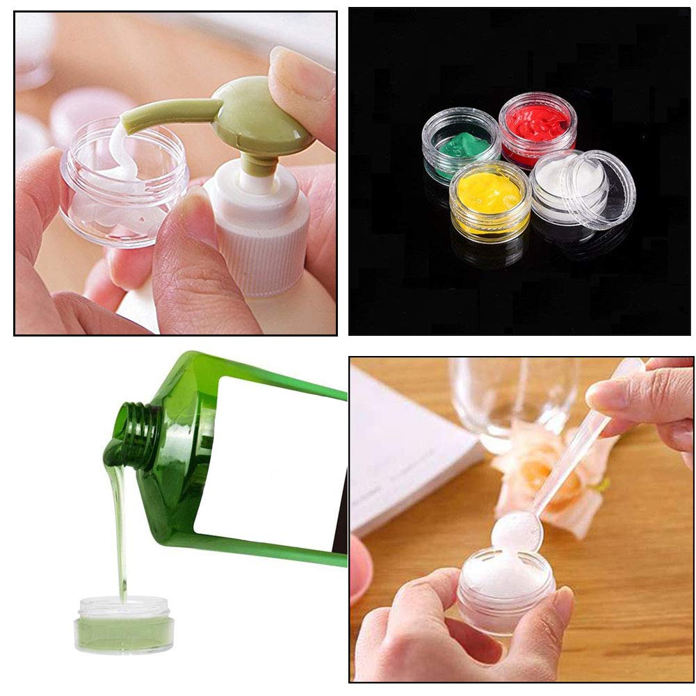 Medsuo 20PCS 5ml Clear Sample Pots Empty Small Travel Containers Leak Proof Refillable Cosmetic Jars Makeup Sample Containers with Lid, Storage Pot for Lip Balm Scrub DIY Cosmetic