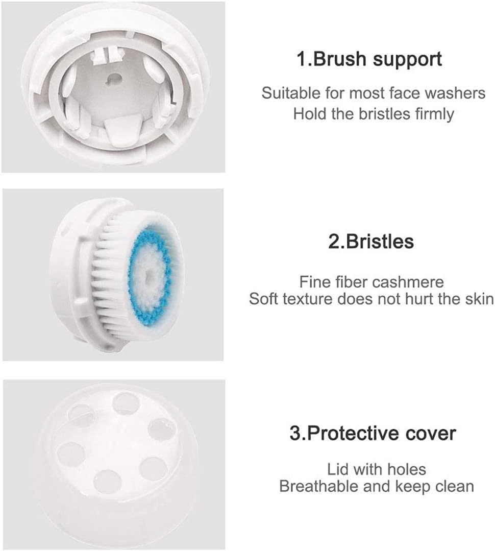 Compatible Replacement Facial Cleansing Brush, Skin Brightening, Deep Pore Face Brush Head Replacement as Facial Cleaning Tool for Clogged and Enlarged Pores(4-Pack)