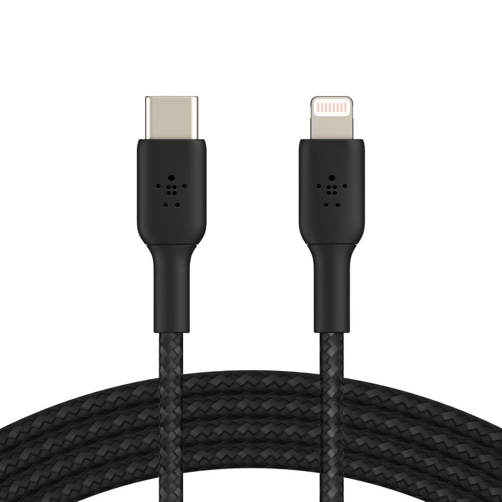 Belkin BoostCharge Nylon Braided USB C to Lightning Cable 3.3ft/1M - MFi Certified 18W Power Delivery iPhone Charger Cord - Apple Charger USB C Cable - Fast Charging for iPhone 14, iPhone 13 - Black