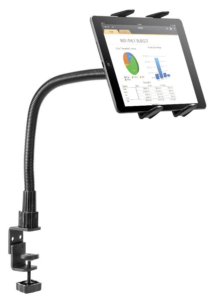 ARKON Mounts Heavy-Duty Slim-Grip Tablet Mount with Clamp & Flexible 22" Gooseneck | Universal Fit Tablet Holder | Firm Clamp for Desks & Tables | Compatible with iPad, Samsung, Google, & More