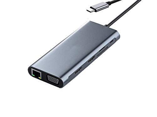 Sheng Jie USB Type C Hub to HDMI MST 4K VGA 12 in 1 Adapter USB C HUB 3.0 Docking Station RJ45 LAN Ethernet SD TF for MacBook Thunderbolt