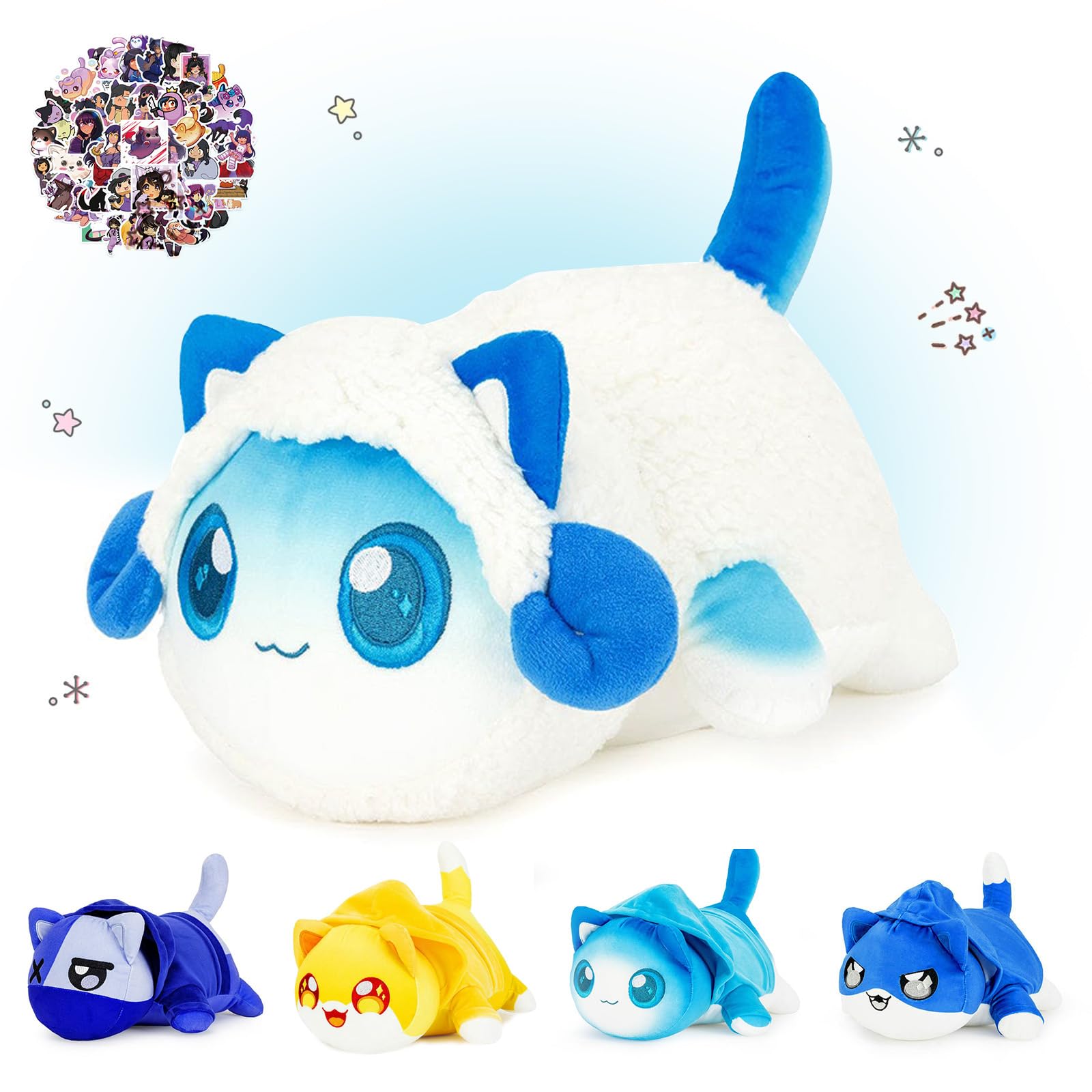 AOYINGMRWJ 61-PCS 丨 11" EIN Cat Plush + 60-Sticker - Cat Plush Collection - 100% Polyester Plushie Pillow Embroidered - Cat Stuffed Animal Collectible (EIN Cat Plush)…