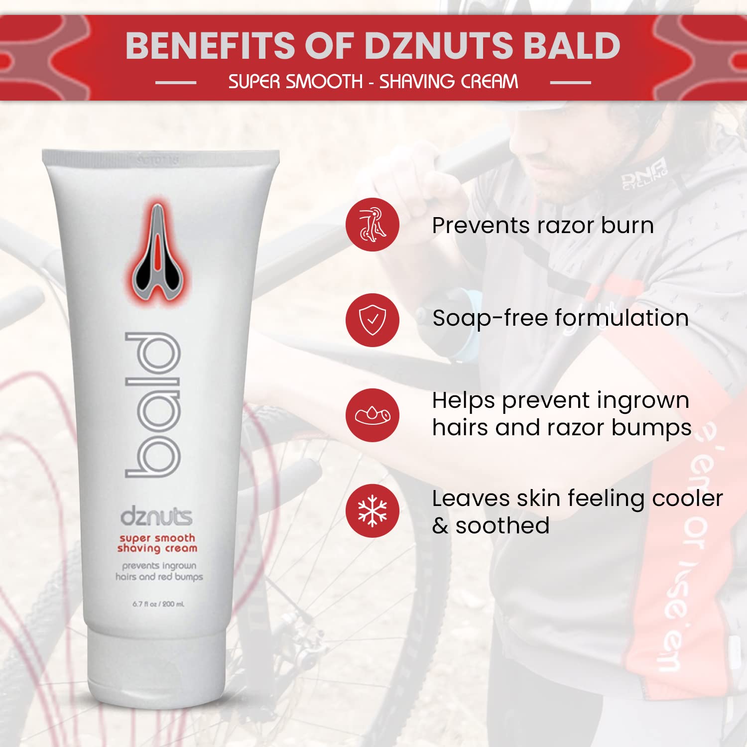 dznuts - Bald Super Smooth Shaving Cream - Prevents Razor Burns, Ingrown Hairs, Cooled and Moisturized Skin - 6.7 fl. oz, 3 Pack