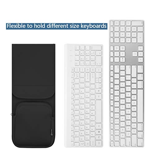 Case Star 5.9" x 15.5" Adjustable Keyboard Sleeve Travel Case for Slim Full-Size Keyboards (up to 17.7 Inches), Soft and Padded Neoprene Protective Keyboard Case with Mouse Storage Pocket (Black)
