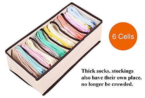 Bofoho Underwear Organizer, 4 PCs Foldable Closet Dresser Drawer Organizer for Clothes, Lingerie, Bra, Panty, Sock, Tie and Belt Storage (Beige)