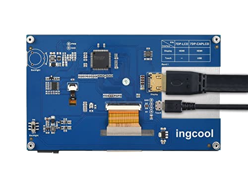 Ingcool 7 Inch Capacitive Touchscreen Monitor IPS Display 1024x600 7" HDMI LCD Module for Raspberry Pi 4B/ 3B+/A+/B/ 2B/ B+/A+/ Zero W, Support Windows 10/8.1/8 / 7