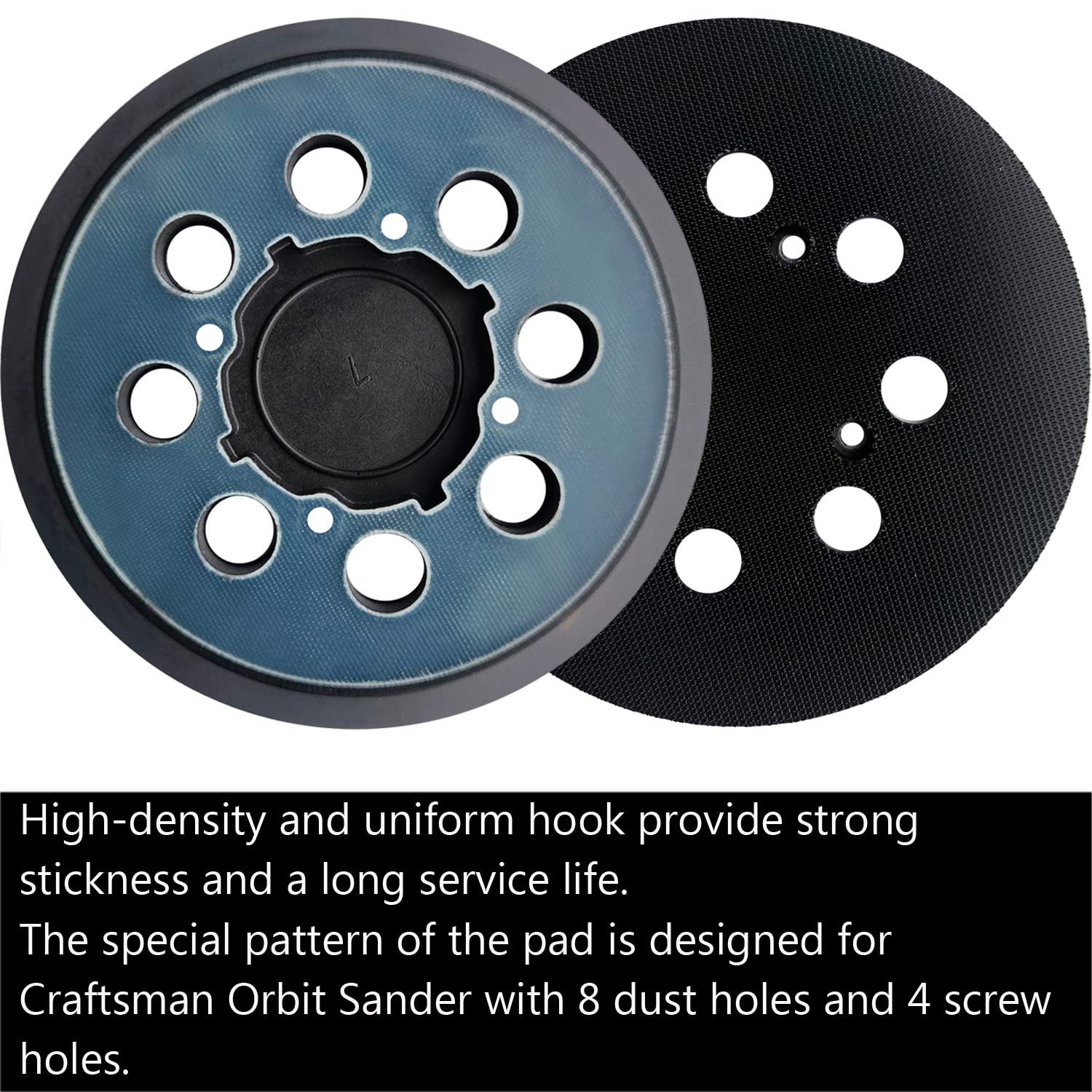2 Pack 5 Inch 8 Hole Hook and Loop Replacement Sander Pad for DeWalt DWE6423/6423K, DWE6421/6421K, DWE6421-B2, DWE6421-B3, DWE6421-BR, DCW210B Sander Part -DWE64233 & N329079
