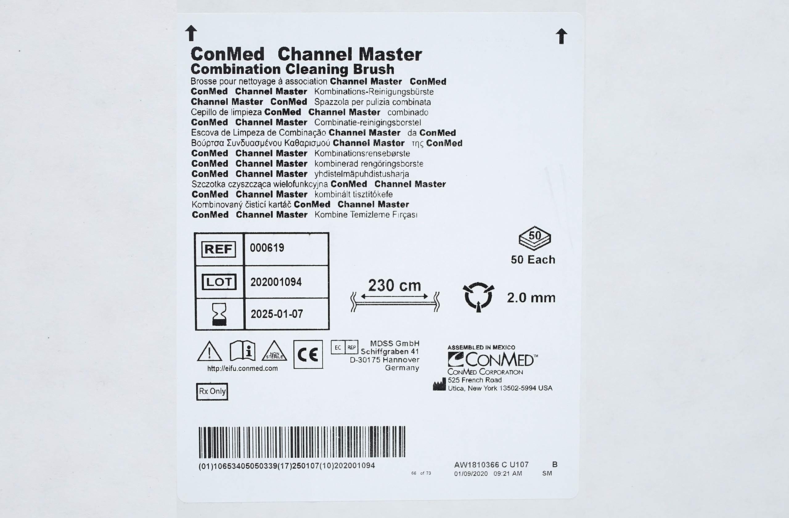 Conmed Corp Channel Master Combination Cleaning Brushes, 230CM x 2.00MM, 000619 (Case of 50)