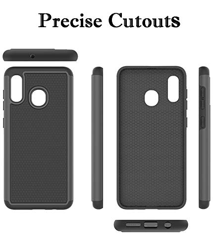 Dahkoiz for Samsung Galaxy A20/A30 Case with Tempered Glass Screen Protector, Dual Layer Drop Protection Cover Protective Phone Case for Samsung Galaxy A20/A30, Black