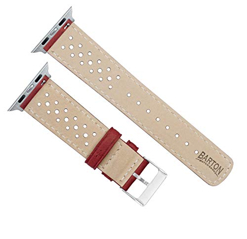 19mm Red - Barton Racing Horween Leather Watch Bands with Integrated Quick Release Spring Bars - Standard-Standard Length fits Wrists 5" to 8" - Choose Strap Color & Width