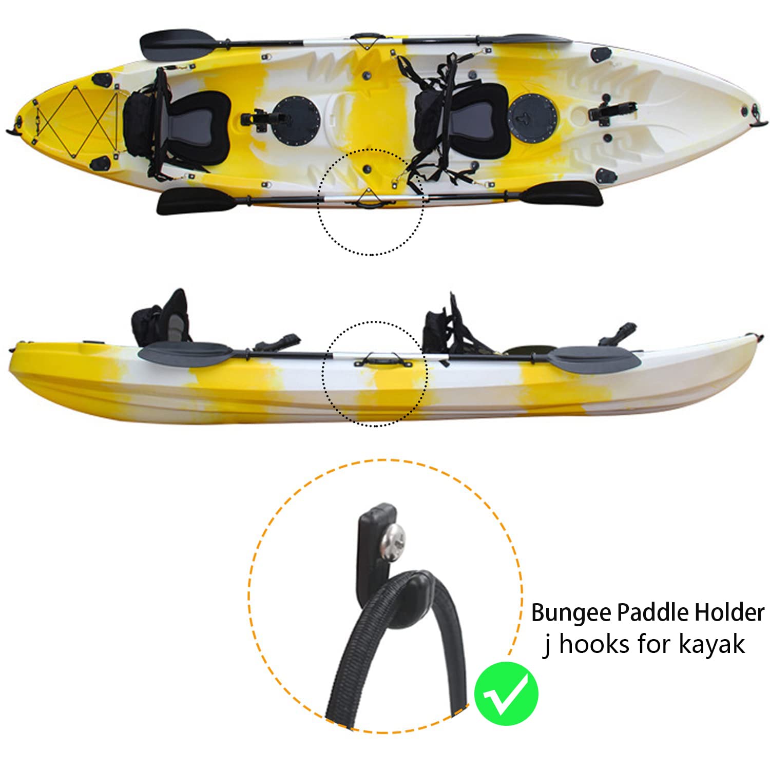 2 Pack Kayak Handles,Kayak Side Handle Mount with Screws and Bungee Paddle Holder Kit for Ocean Kayak Handle Luggage Handle Replacement Parts and Accessories