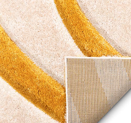 Well Woven San Francisco Bevel Yellow Modern Geometric 3D Textured Thick and Soft Shag 5'3" x 7'3" Area Rug