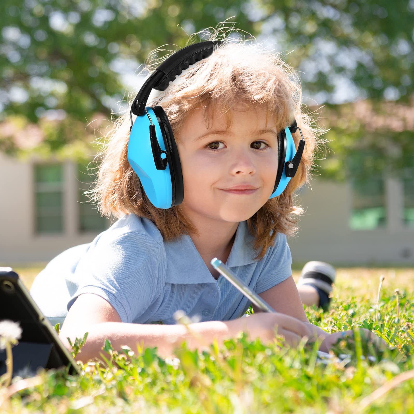 2 Pack Kids Ear Protection Earmuffs Hearing Adjustable for Noise Reduction for Toddlers 27NRR Noise Cancelling Earmuffs (Blue, Green)