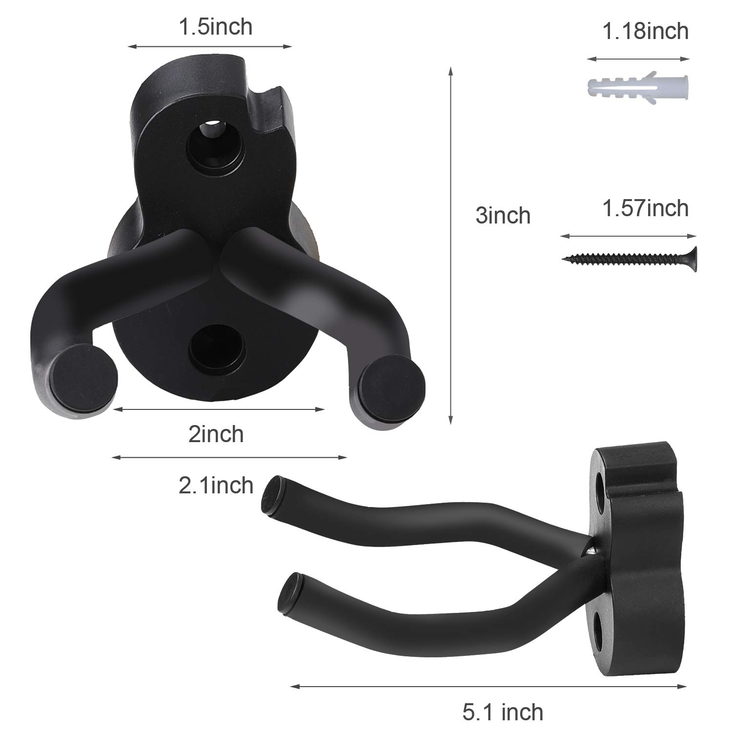5pcs Guitar Hangers, Stands, Hooks, Holders, Wall Mount Display, For All Size of Guitar, Bass?Ukulele, Mandolin and Banjo (5-Brackets/pack)